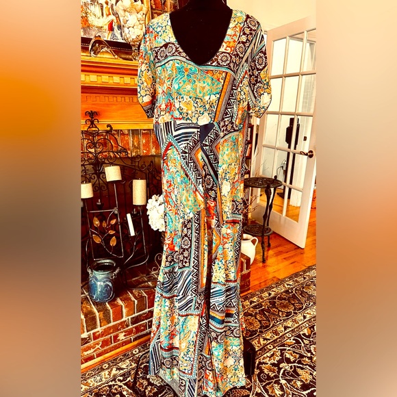 Johnny Was | Dresses | Johnny Was Silk Flutter Sleeve Flowy Maxi Dress ...